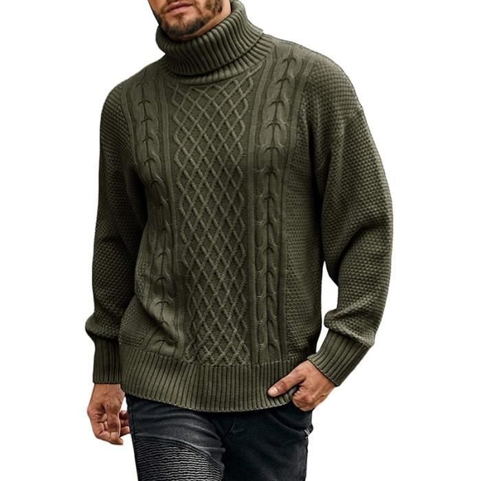 Pull pour homme - Marque - Modèle - Col montant - Manches longues ...