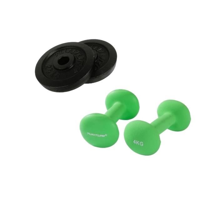 Tunturi - Ensemble de fitness - Haltères 2 x 4kg Néoprène & 2 Plaques ...