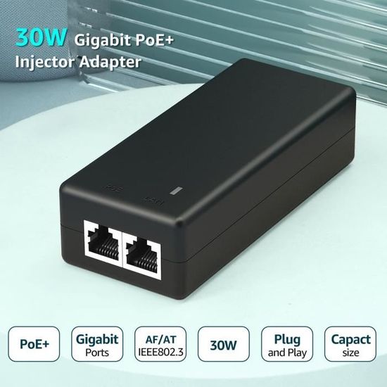 YuanLey Gigabit Injector PoE 30W, Injecteur PoE Convertit Le Non-PoE en ...