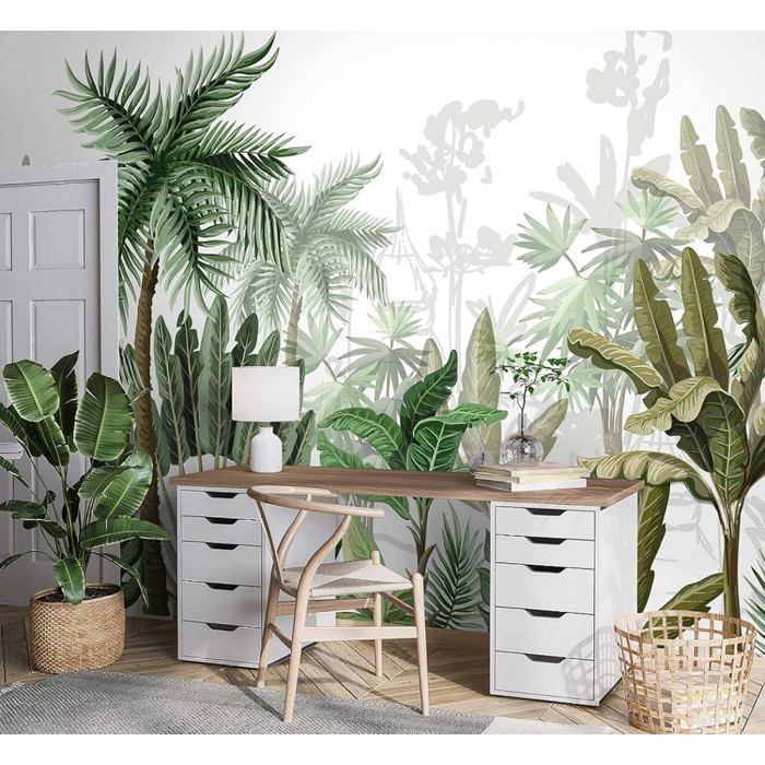 Papier Peint Jungle Bananier 3D Poster Mural 300x210cm Papier Peint ...