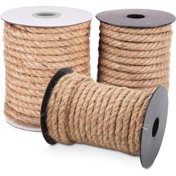 Corde en Jute 8mm Corde Chanvre 50 Pieds Naturelle de Jute pour travaux ...