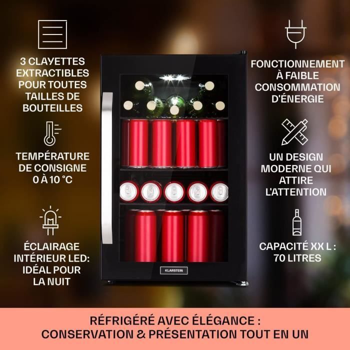 KLARSTEIN Mini Frigo de Chambre de 70L pour Boissons et Bieres, Petit ...