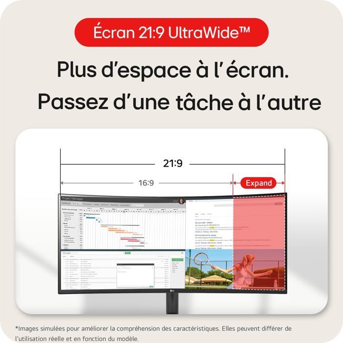 Écran PC Ultra Large - LG - 34WR50QK-B - 34" - QHD - HDR10 - Incurvé ...