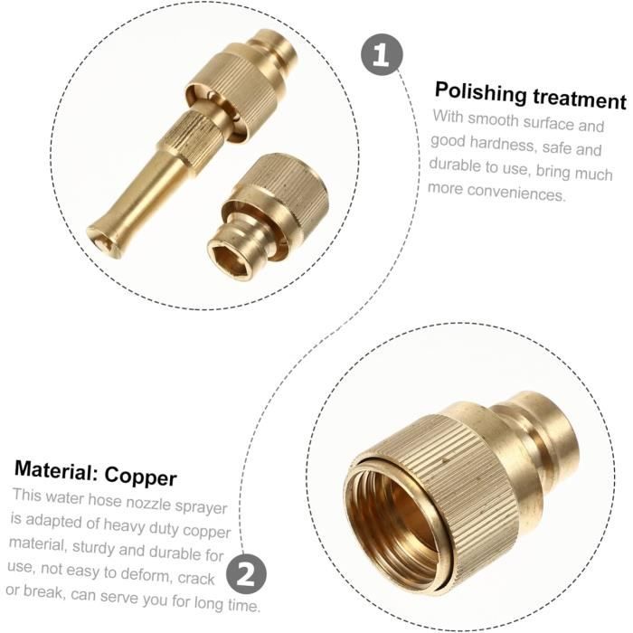 2 Ensembles Arroseur Extérieur En Laiton Pulvérisateur D'Extrémité De Tuyau Buse De ...