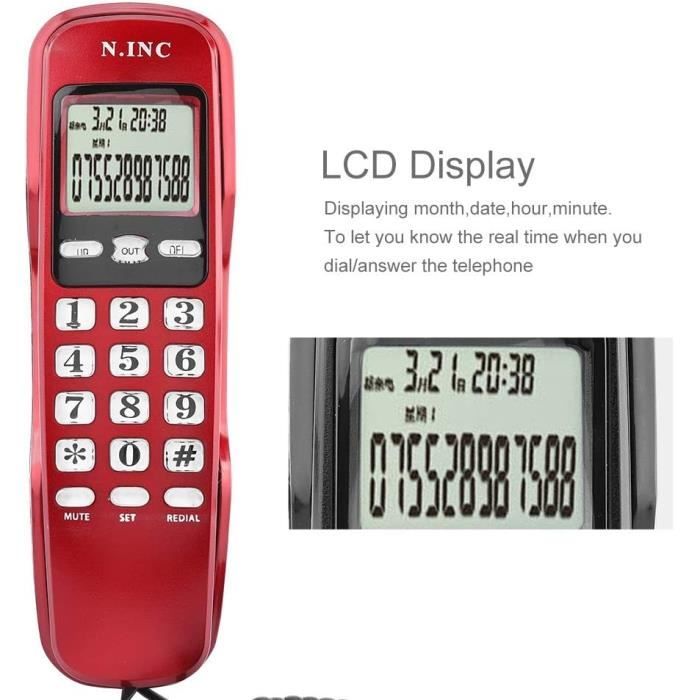 Ehskzjh Téléphone Filaire, Affichage Id De L'Appelant Téléphone Fixé-Téléphone Fixe Filaire ...