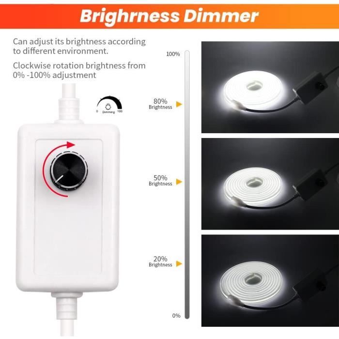 Ruban Led Dimmable, Cob Bande Led 220V Ip65 Etanche Bande Lumineuse ...