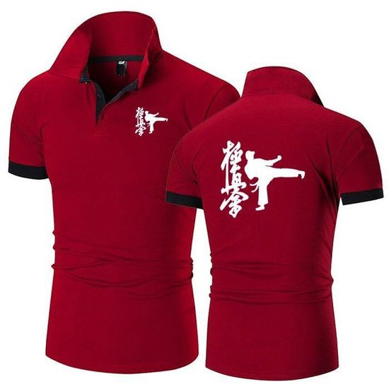 Kyokushin-Polo Slim Fit à manches courtes pour hommes,chemise classique ...