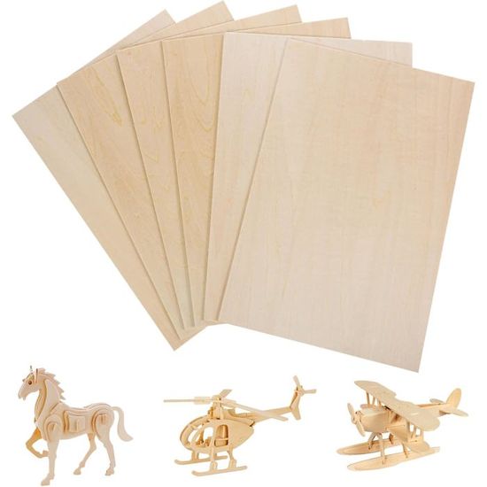 6 plaques de A4 Contreplaqué 2 mm, 30 x 21cm Panneau Bois Plaque Bois ...