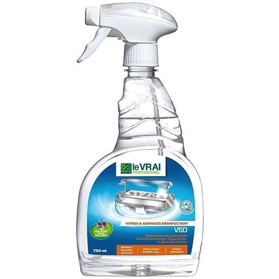 LE VRAI PROFESSIONNEL Nettoyant vitres surfaces désinfectant - 750 ml - Cdiscount Au quotidien