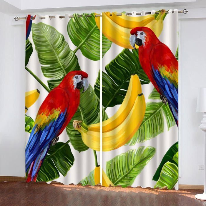 Rideau Occultant Oiseau Motif Floral Rideaux 3D Imprimé Polyester ...