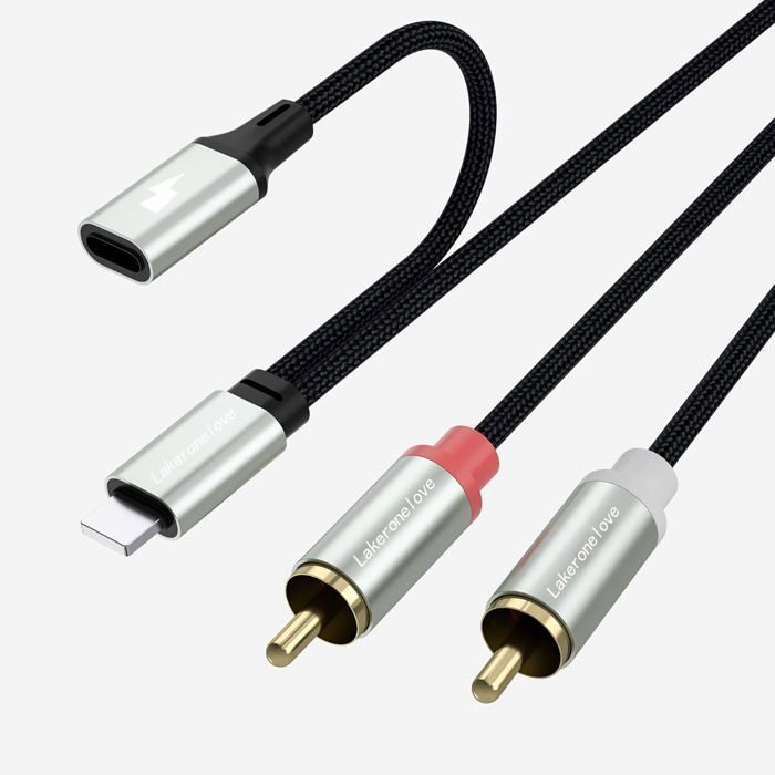Câble Lightning RCA 2RCA Audio Câble RCA Câble avec charge compatible ...