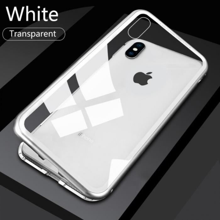 Coque, iPhone XS, Beau Transparent Silvery Magnétique Adsorption Métal ...