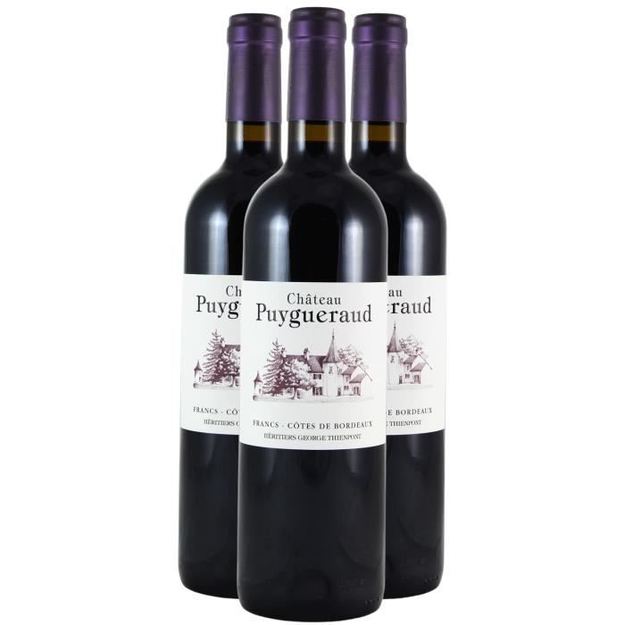 Château Puygueraud Rouge 2019 - Lot de 3x75cl - Vin Rouge de Bordeaux ...