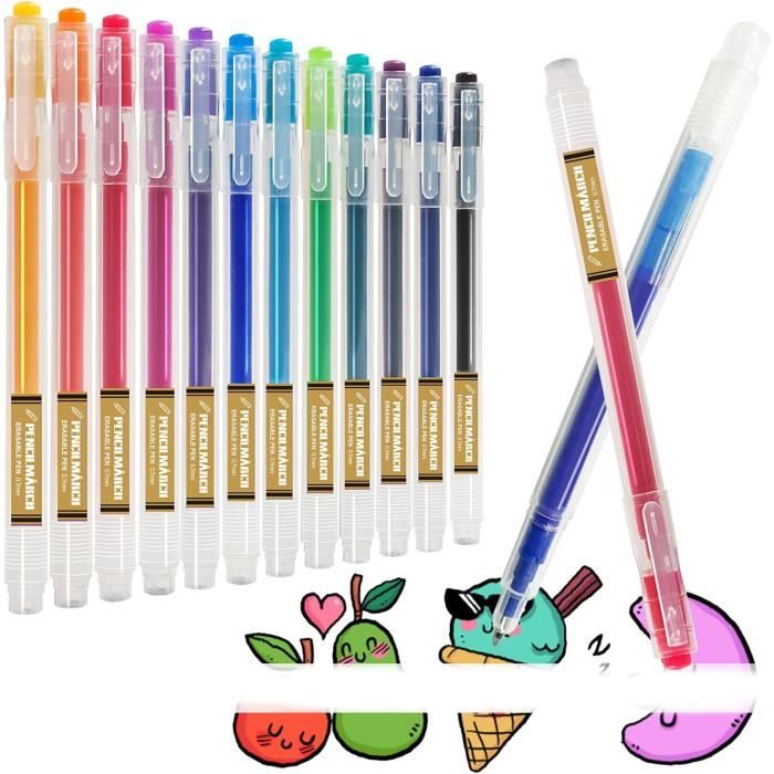 Stylo Effacables Coloré, Stylo Gomme Lot De 12, Stylo Roller ...
