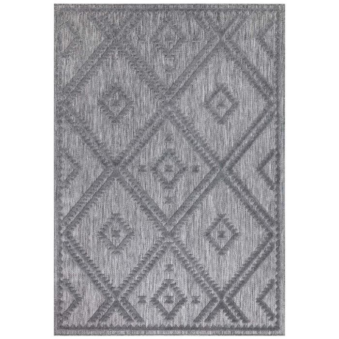Tapis Intérieur/Extérieur à motif relief Berbère Anthracite 140x200cm - Cdiscount Auto