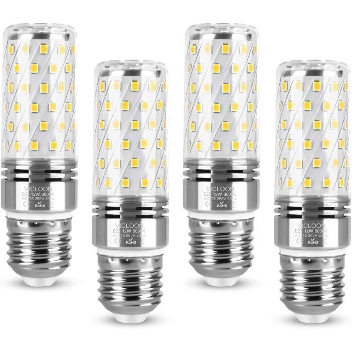 Ampoule Led E27 12W, 4Pcs Led Maïs Ampoules E27 Led Ampoule 6000K,12W Équivalent Ampoule ...