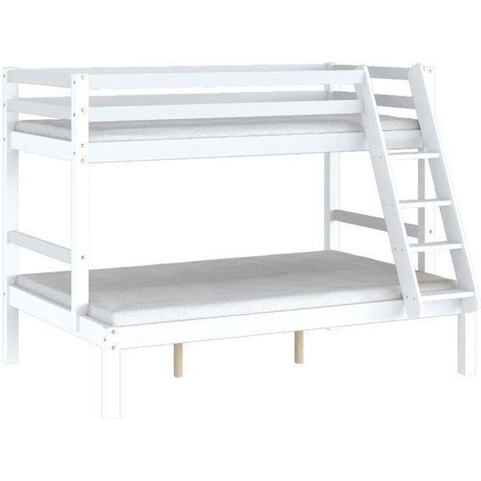 Pack lit superposé avec 2 matelas Julian Blanc - Cdiscount Maison