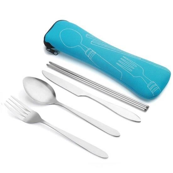 MENAGERE,blue--couverts boîte à Bento en acier inoxydable, Kit de ...