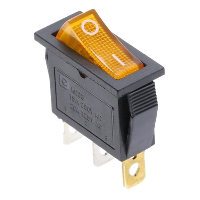 YELLOW -Interrupteur à bascule SPST KCD3 220V,marche-arrêt,unipolaire ...