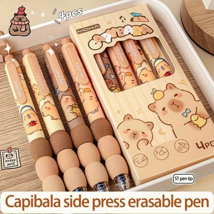 Lot de 4 Stylos à Encre Gel Effaçable Capybara , legami , pilot , bic ...
