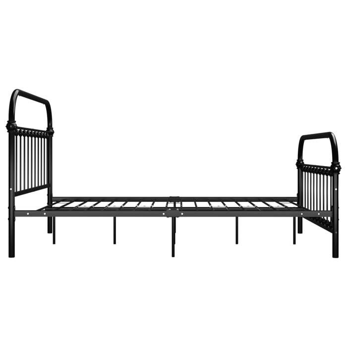 Structure de lit en métal - UU - 160x200 cm - Noir - Tête de lit ...