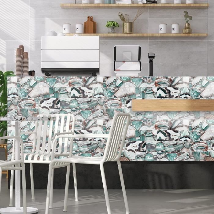 Carrelage Adhésif 10X20Cm Terrazzo Vert Credence Adhesive Pour Cuisine ...