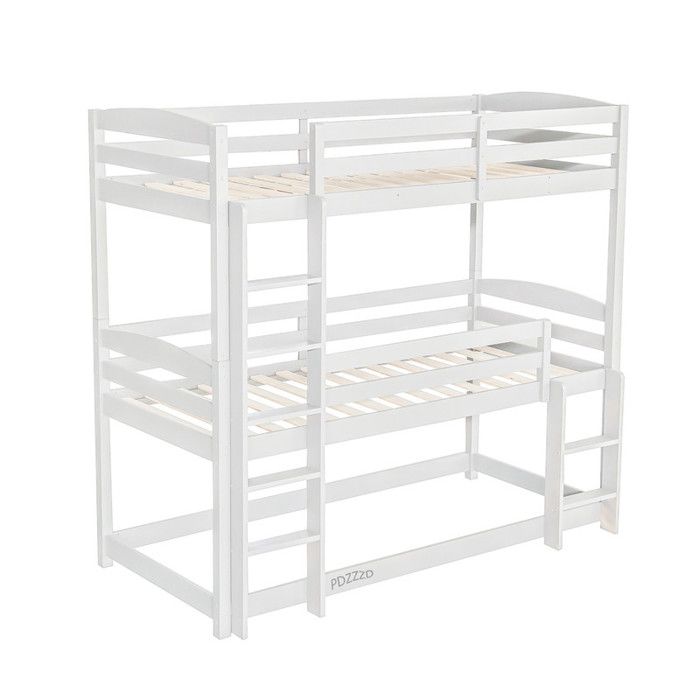 Lit superpose 3 places 90x200 cm lit triple Structure en bois Sommier à ...