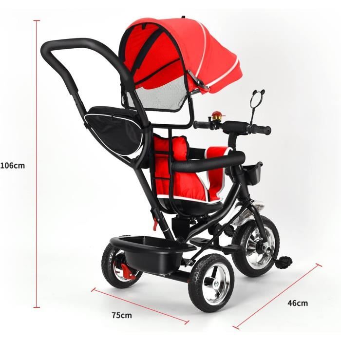 Tricycle 4 En 1,Tricycle Enfants Évolutif,Poussette Tricycle À Pédale ...