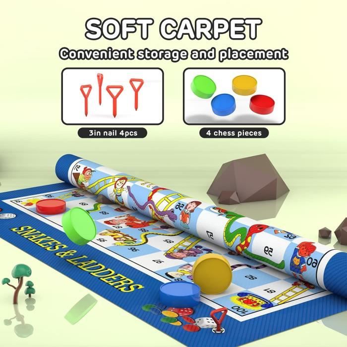 Board Game-Snakes and ladders,Serpents & Échelles avec dés gonflables ...