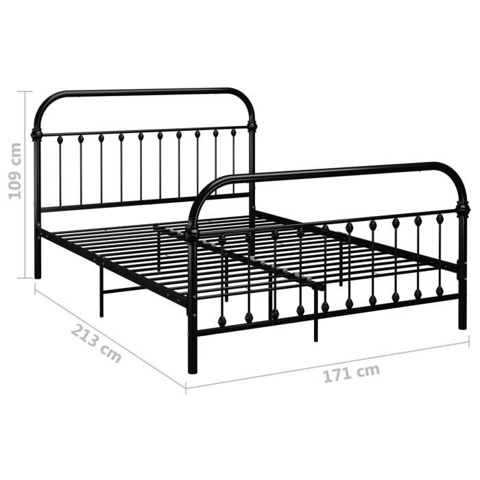 Structure de lit en métal - UU - 160x200 cm - Noir - Tête de lit ...