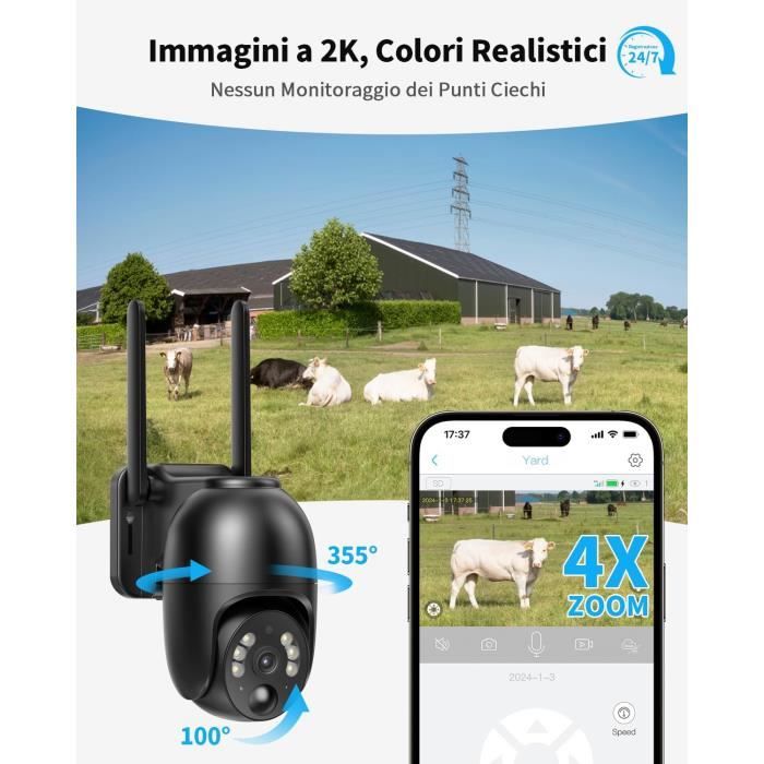 Nausi Caméra 4G Extérieure Solaire Avec 20W Panneau Solaire, 2K Caméra ...