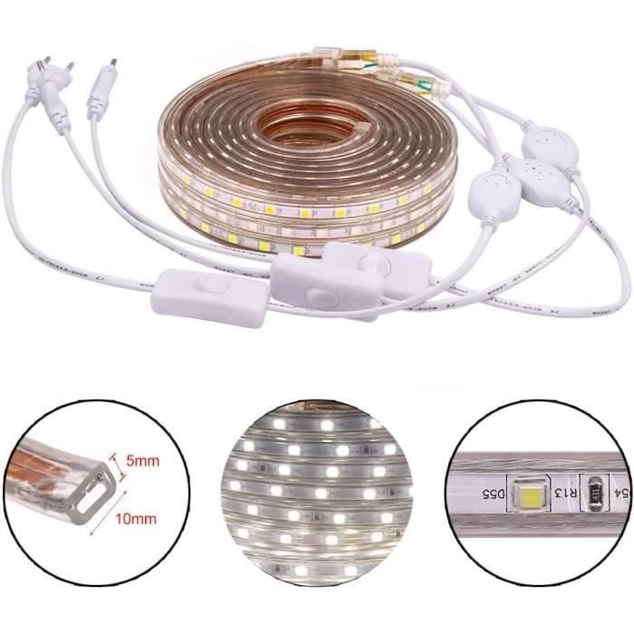 Ruban Led Avec Interrupteur 230V, Bandeau Led Ip65 Etanche Découpable ...