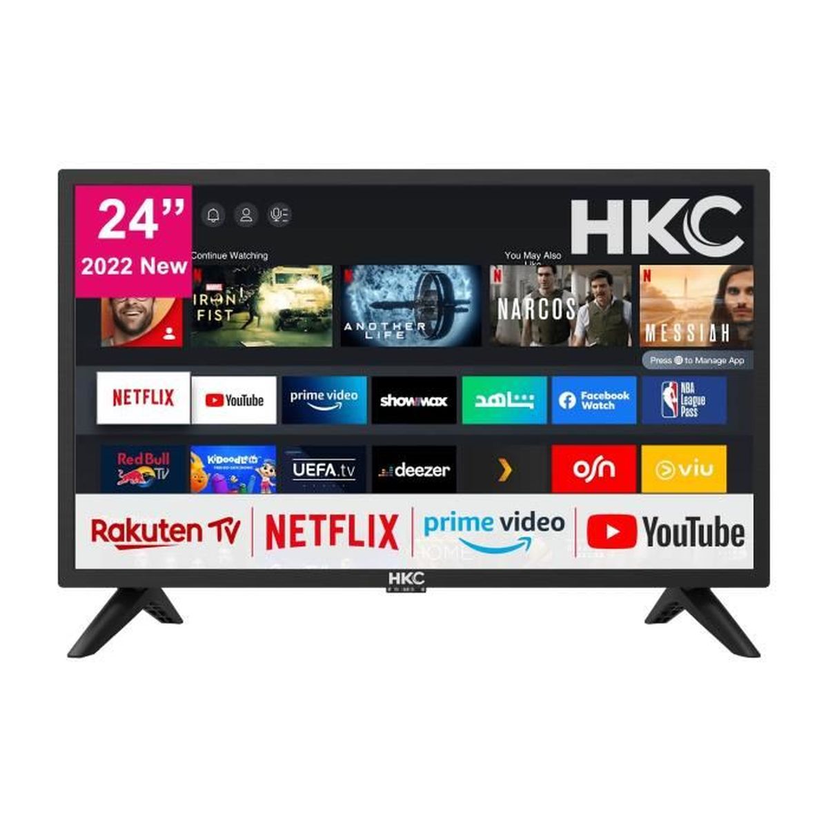 HKC HV24H1 Smart TV 24 Pouces (60 cm) Téléviseur avec Netflix, Prime ...