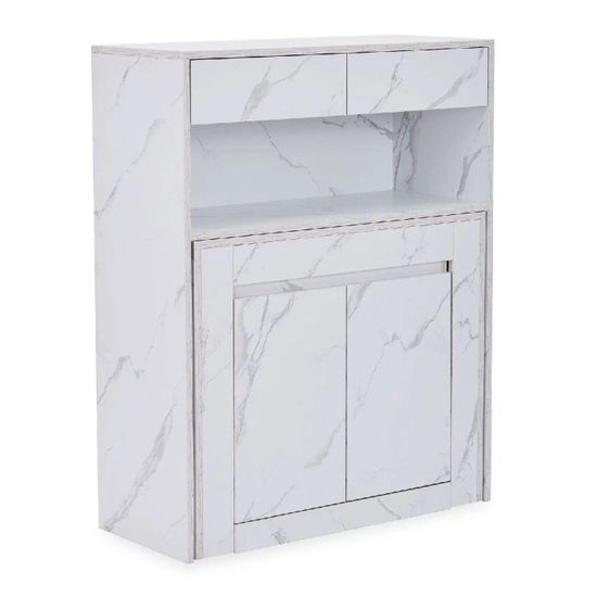 Console extensible avec rangement Fontano Effet marbre blanc ...