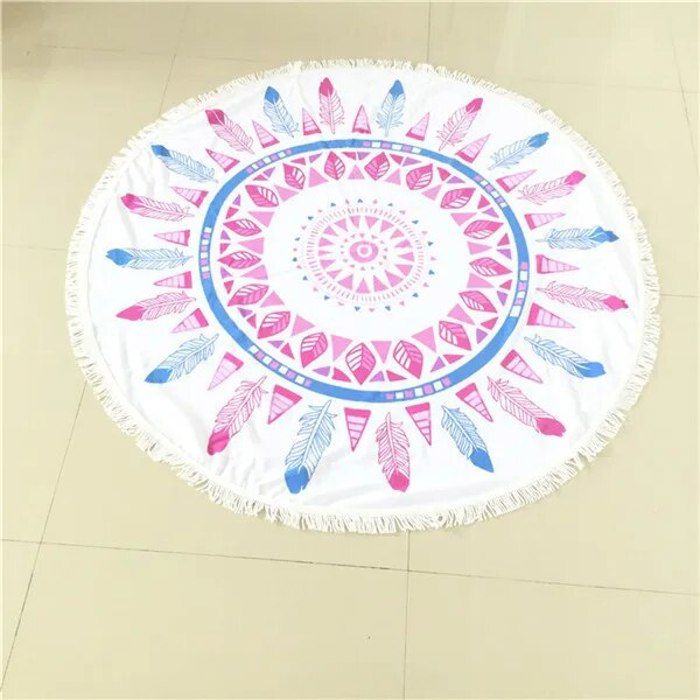 Microfine-Serviette de plage ronde Mandala pour femme,serviette de ...