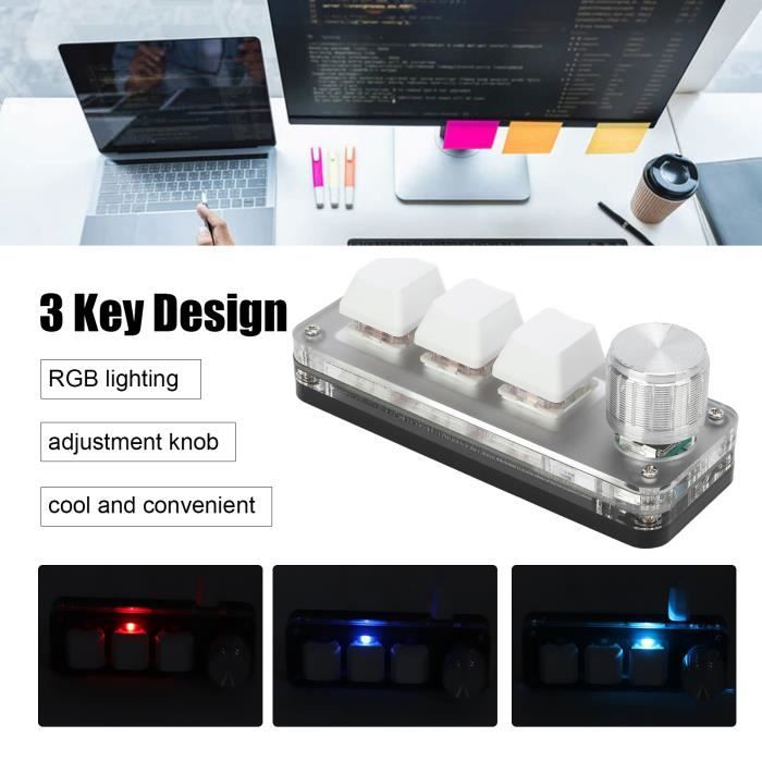 Qiilu clavier de raccourci Mini Clavier Mécanique Programmable à 3 ...