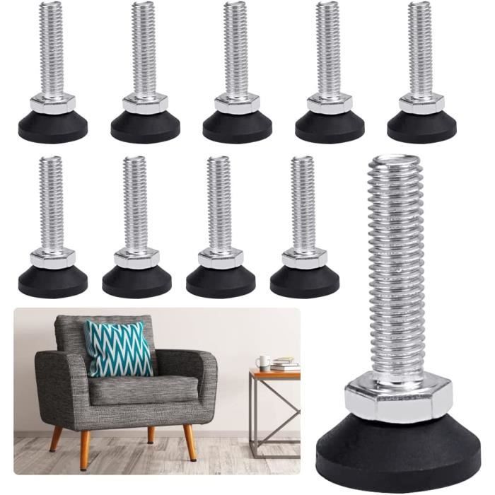 10 Pièces Vis de Réglage pour Meuble M10*40mm Pieds de Nivellement pour Meubles Pied Vérin ...