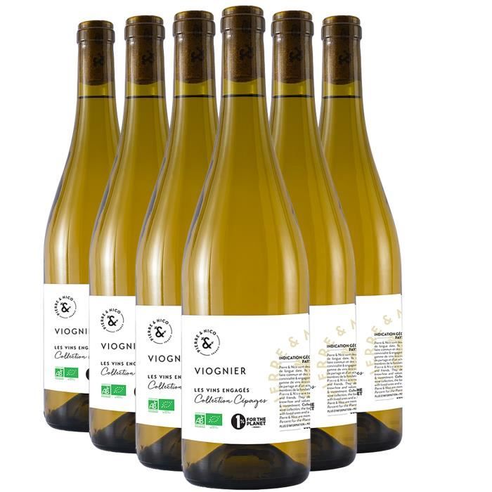 Pays d'Oc Viognier Collection Cépages Blanc 2022 - Bio - Lot de 6x75cl ...