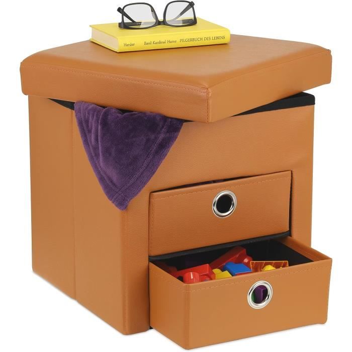Tabouret Rangement, 2 Tiroirs, Poignées, Moderne, Pliable, Matelassé ...