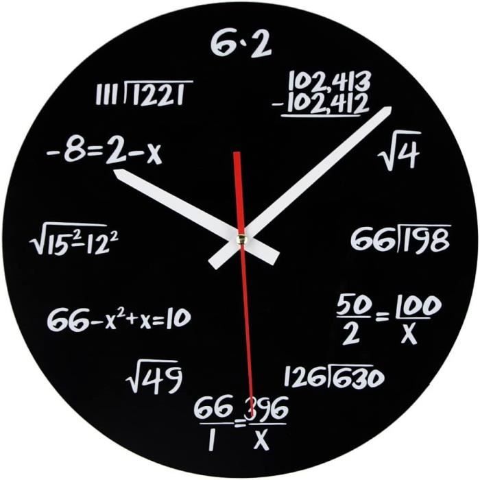 Horloge murale unique au design moderne avec équations mathématiques ...
