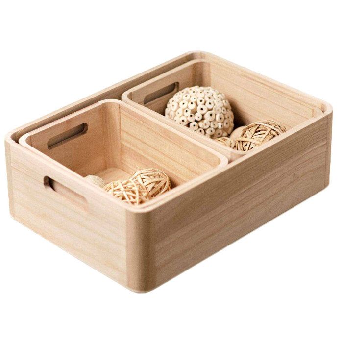 Set de trois panières en bois - Cdiscount Maison