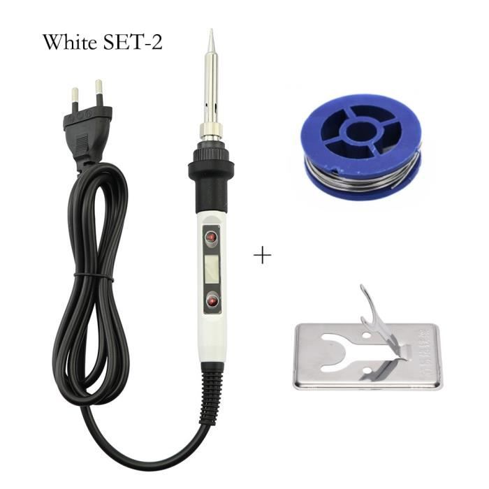 White Set-2-220V EU Plug -Fer à souder électrique noir 80W avec affichage numérique LCD ...