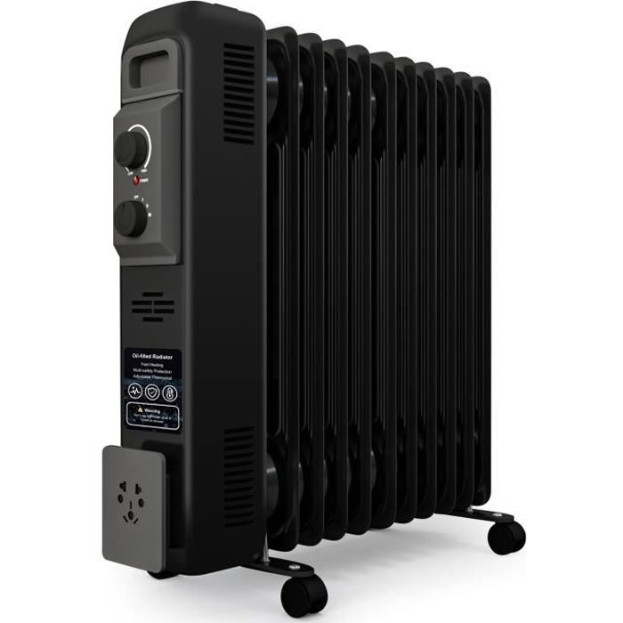 Radiateur Bain d'Huile, Radiateur Électrique Mobile, 2500W, 11 Éléments ...