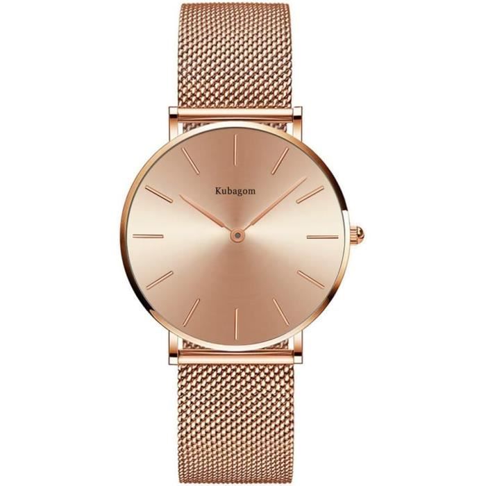 Très Mince Montre Pour Femme Quartz Analogique Étanche Acier Inoxydable ...