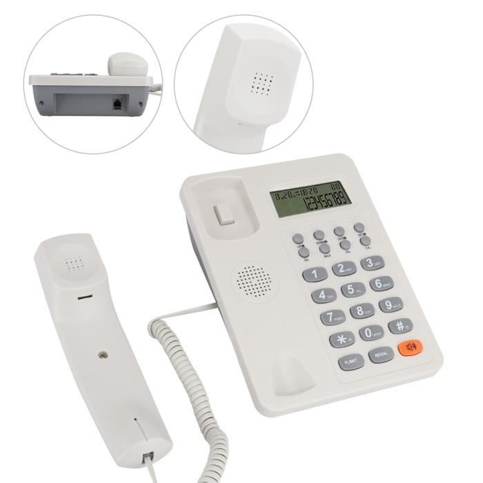 Fdit Téléphone filaire KX T8206 Téléphone de bureau anglais DTMF \ FSK Ligne fixe à double ...