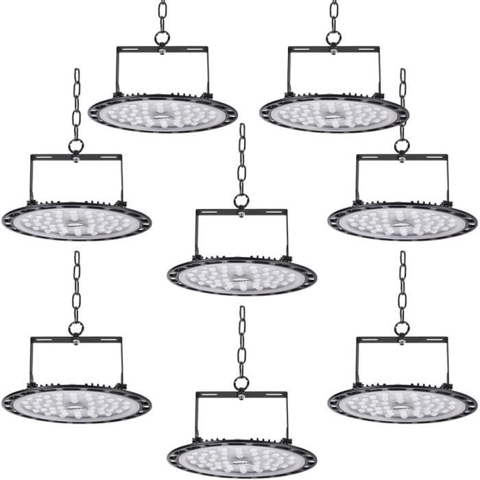 8 Pack 100W Ufo High Bay Lumiere,10000Lm Projecteur Led Lampe ...