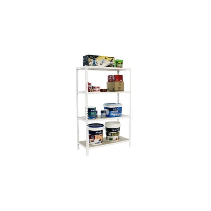 Étagère métallique 4 niveaux - MADERCLICK - MEGAPLUS - 1500 x 1200 x 300 mm - Blanc - 150 kg par ...