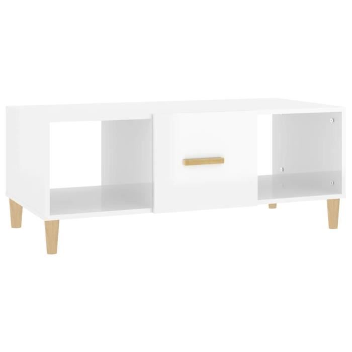 FAR - Table basse Blanc brillant 102x50x40 cm Bois d'ingénierie ...