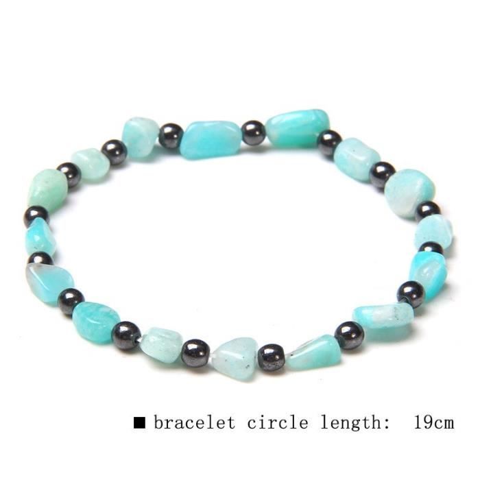 Amazonite-23cm -Bracelets en pierre naturelle aléatoire pour femmes et hommes,Bracelet élastique ...