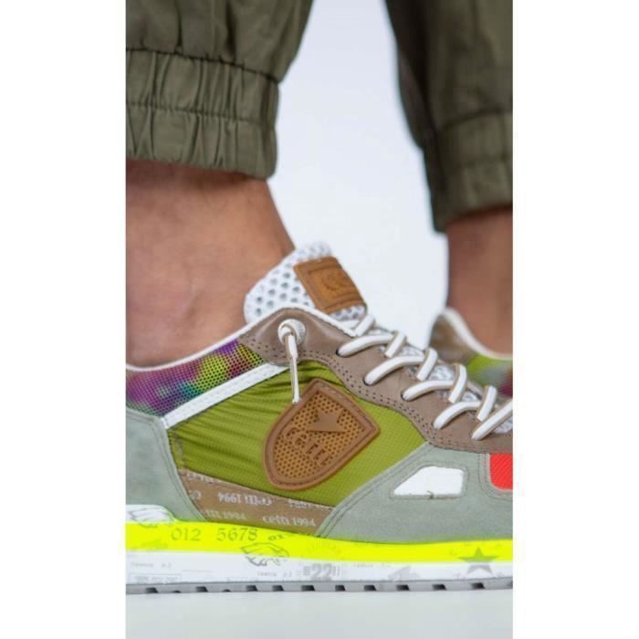 Baskets basses cuir - CETTI - Homme - Vert - Lacets - Plat Vert ...